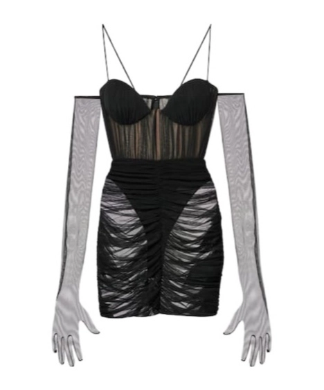 Alex Perry Ruched Sheer Bustier Dress - Black