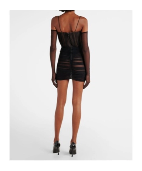 Alex Perry Ruched Sheer Bustier Dress