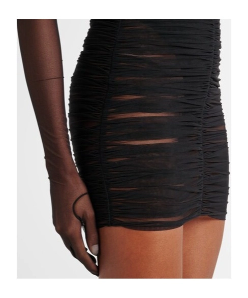 Alex Perry Ruched Sheer Bustier Dress