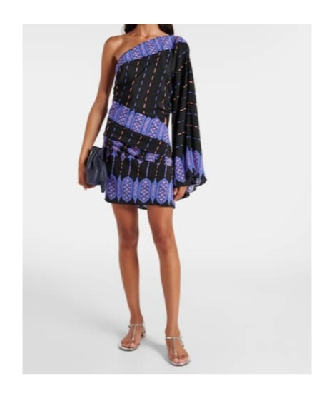 Johanna Ortiz Printed One-shoulder Silk Minidress
