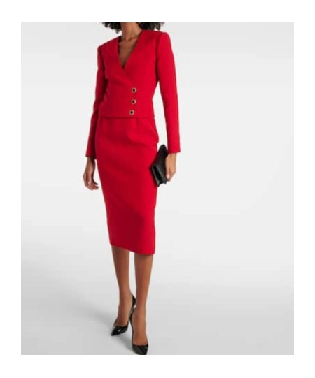 Alessandra Rich Wool Midi Skirt