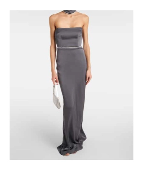 Alex Perry Crystal-embellished Satin Gown