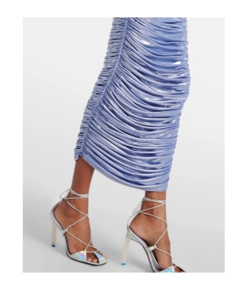 Alex Perry Ruched Lamé Midi Dress
