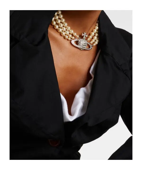 VIVIENNE WESTWOOD Embellished Pearl Choker Necklace