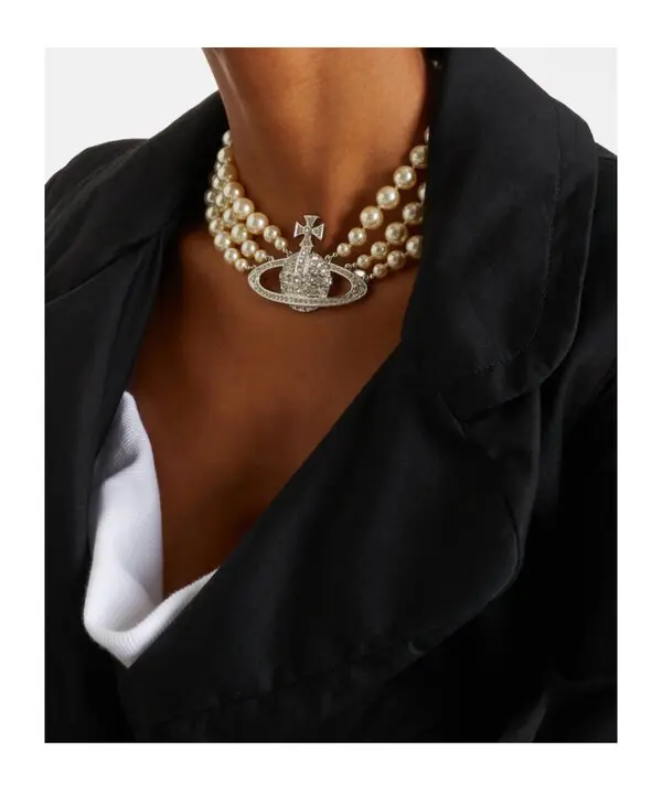VIVIENNE WESTWOOD Embellished Pearl Choker Necklace
