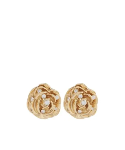 Magda Butrym Floral Embellished Gold-plated Earrings - Yellow
