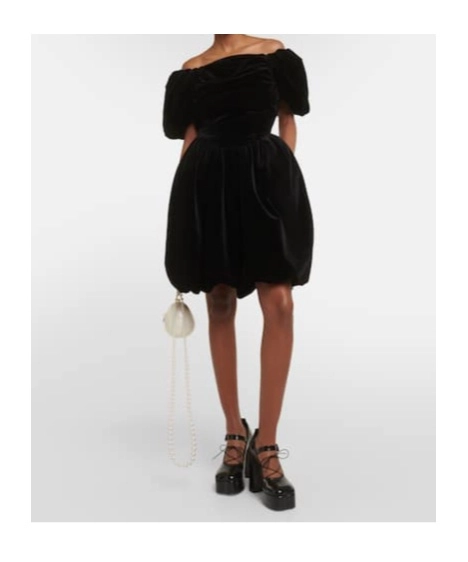 Simone Rocha Off-shoulder Velvet Mini Dress