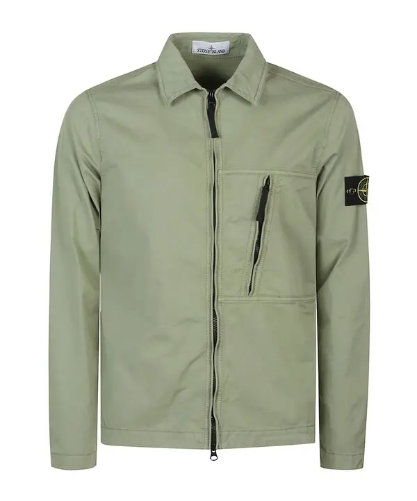 Stone Island Logo Patch Zipped Overshirt