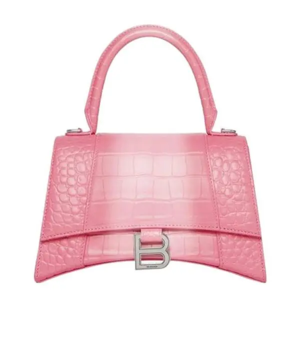 Balenciaga Hourglass S Embossed Shoulder Bag - Pink