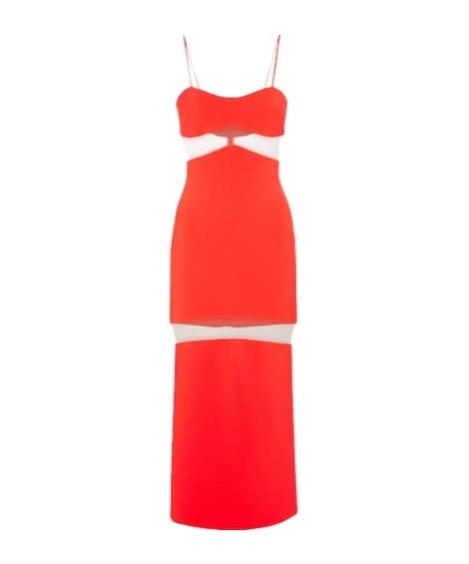 David Koma Cady And Mesh Midi Dress
