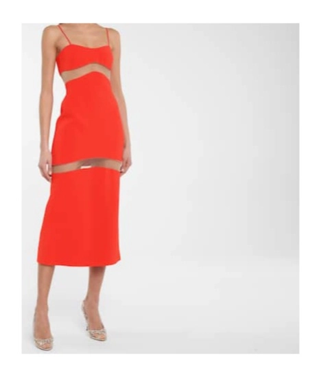 David Koma Cady And Mesh Midi Dress