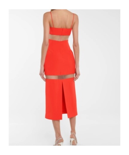 David Koma Cady And Mesh Midi Dress