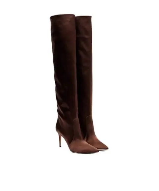 GIANVITO ROSSI Solid Color Satin Over-the-knee Boots