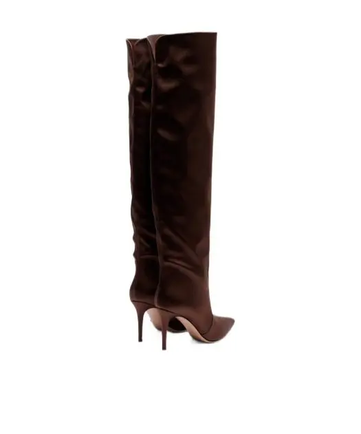 GIANVITO ROSSI Solid Color Satin Over-the-knee Boots