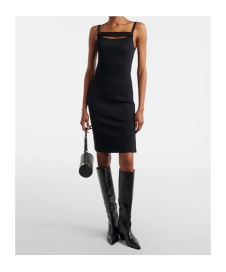 COURREGES Ribbed-knit Cotton Jersey Midi Dress