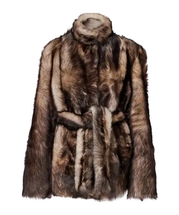 Nour Hammour Long Sleeve Fur - Brown