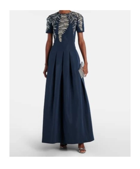 Oscar De La Renta Embellished Faille Gown