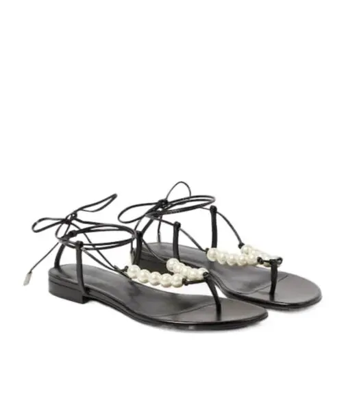 Magda Butrym Faux Pearl Leather Sandals - Black