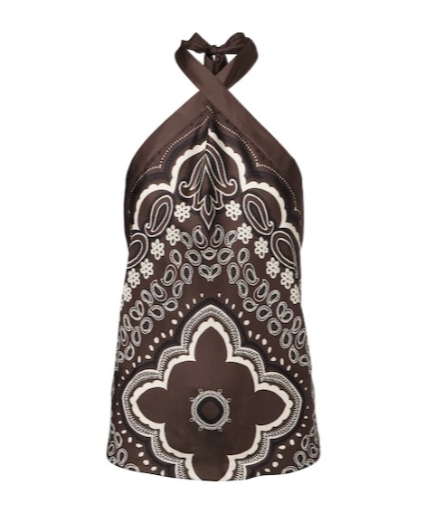 NILI LOTAN Solal Printed Halterneck Silk Top