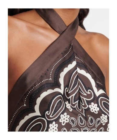 NILI LOTAN Solal Printed Halterneck Silk Top
