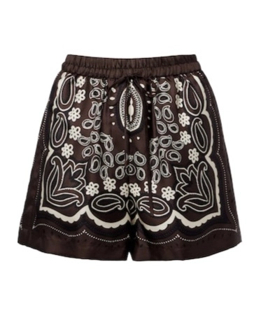 NILI LOTAN Frances Printed Silk Twill Shorts - Black