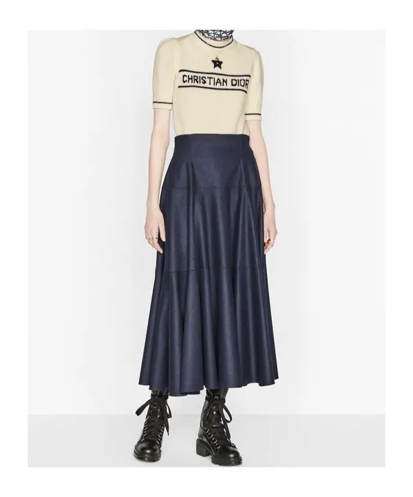 Dior Short-sleeved Knit Sweater With Embroidered Logo - Beige