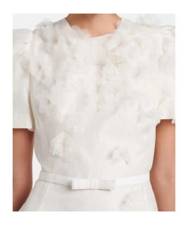 LEO Elyse Floral Appliqué Linen And Silk Minidress