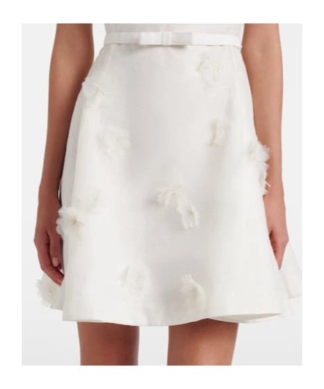 LEO Elyse Floral Appliqué Linen And Silk Minidress