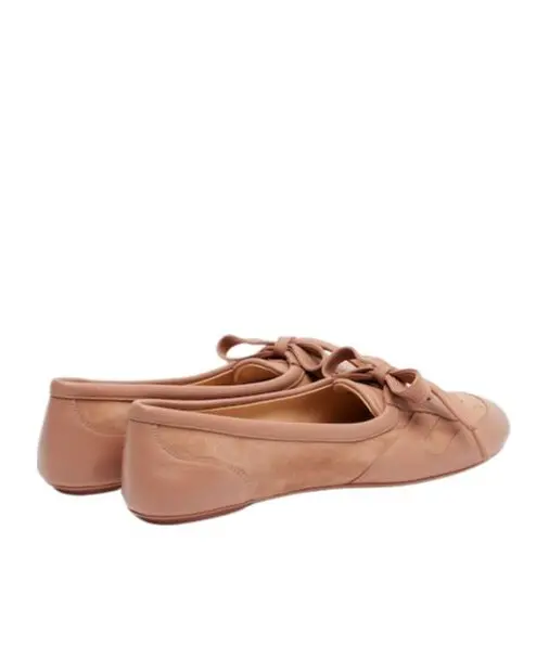 GIANVITO ROSSI Leather-trimmed Suede Ballet Flats