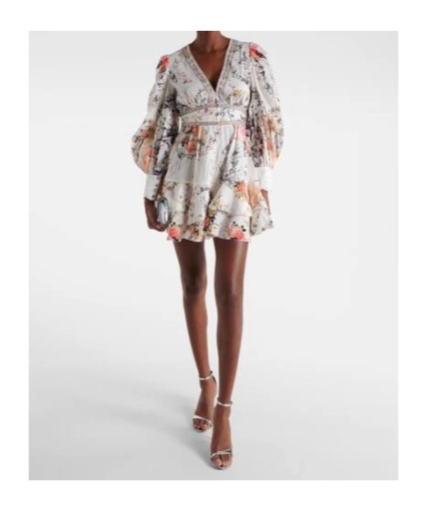 Camilla Floral Linen And Silk Minidress