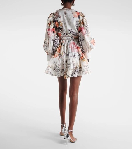 Camilla Floral Linen And Silk Minidress