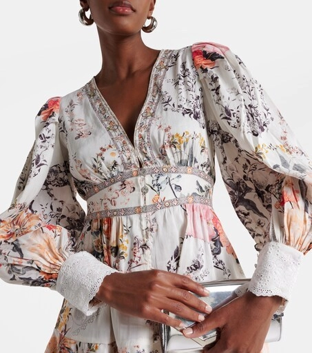 Camilla Floral Linen And Silk Minidress