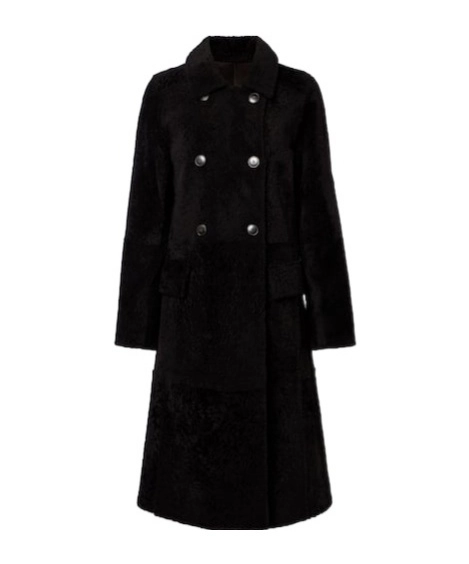 YVES SALOMON Double-breasted Shearling Coat - Black