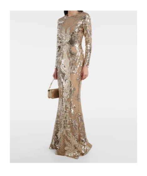 Elie Saab Embroidered Sequined Tulle Gown