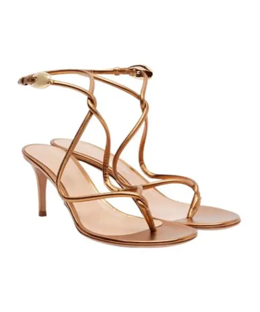 GIANVITO ROSSI Snake-shaped Gold Buckle High-heel Sandals