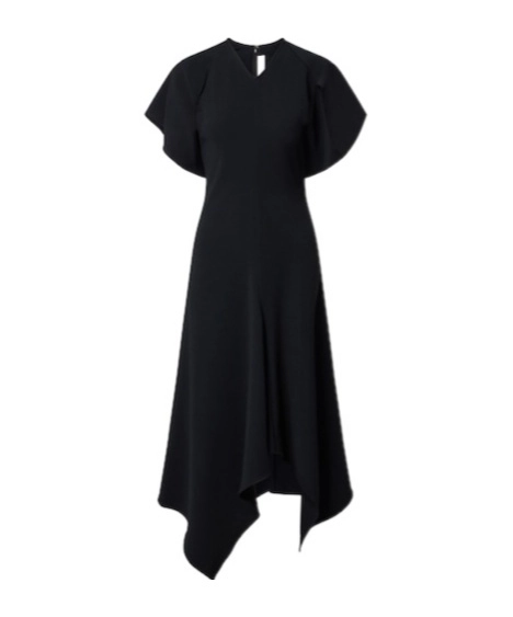 Victoria Beckham Asymmetric Draped Cady Midi Dress - Black
