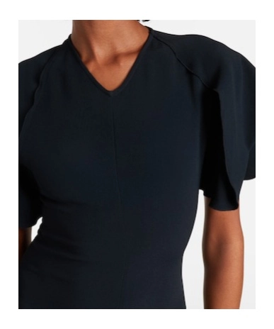 Victoria Beckham Asymmetric Draped Cady Midi Dress - Black