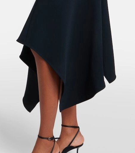 Victoria Beckham Asymmetric Draped Cady Midi Dress - Black