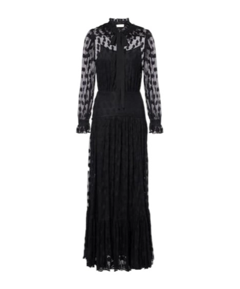Ulla Johnson Dot Pattern Necktie Net Fabric Elongated Dress - Black