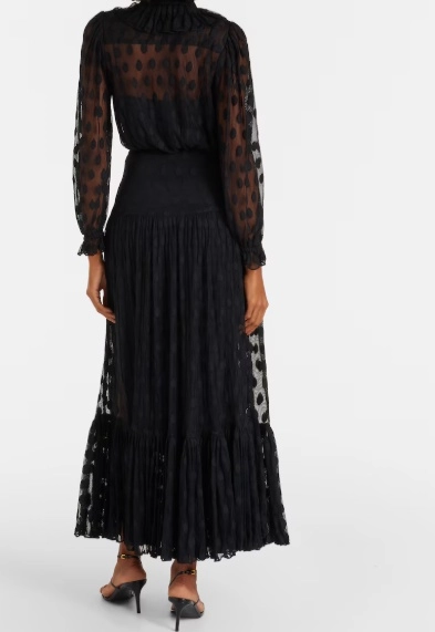 Ulla Johnson Dot Pattern Necktie Net Fabric Elongated Dress