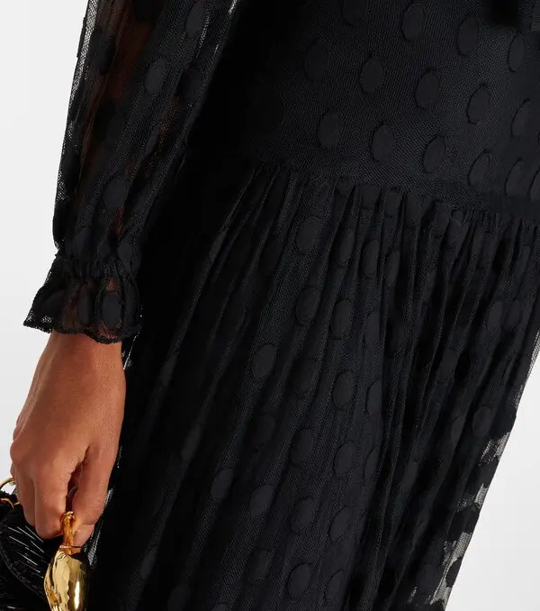 Ulla Johnson Dot Pattern Necktie Net Fabric Elongated Dress