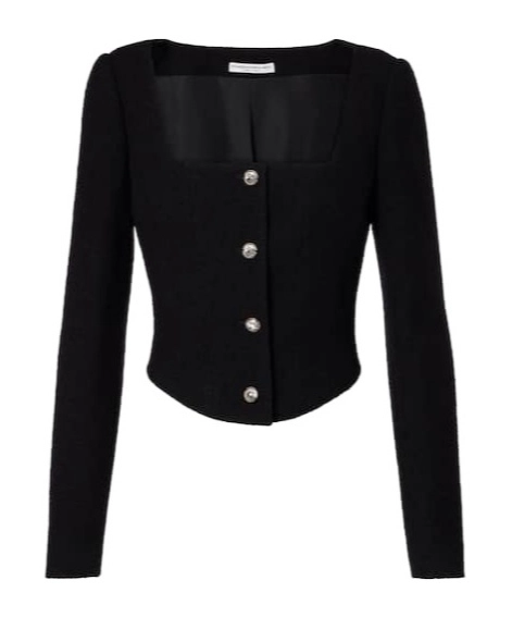Alessandra Rich Wool-blend Twill Boucle Jacket - Black