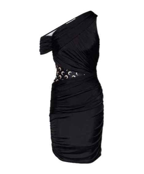 MARINE SERRE Ruffled Knitted Mini Dress - Black