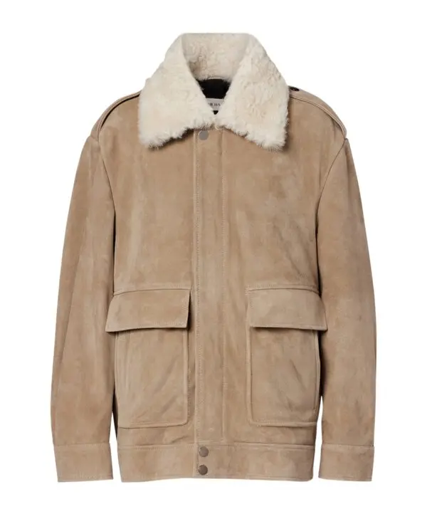 Nour Hammour Drey Shearling-trimmed Suede Jacket