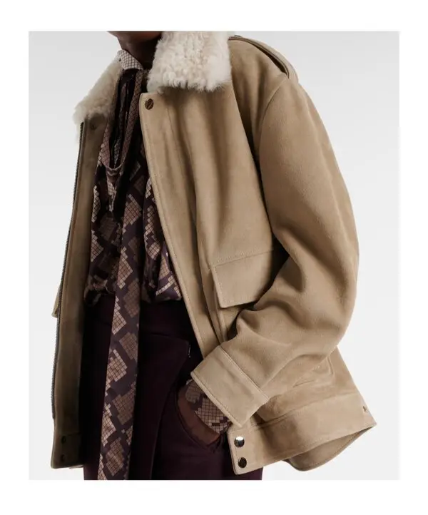 Nour Hammour Drey Shearling-trimmed Suede Jacket