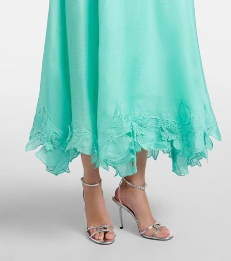 LEO Lin Elsie Tie-neck Linen Silk Maxi Dress