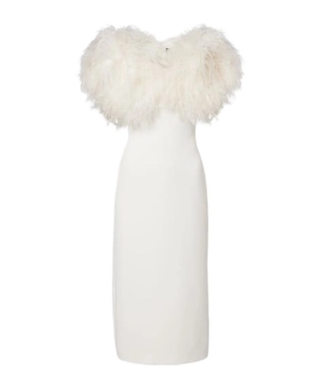 David Koma Feather-trimmed Cocktail Dress - White