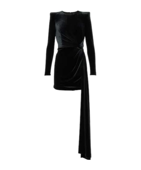 Alex Perry Draped Velvet Minidress - Black
