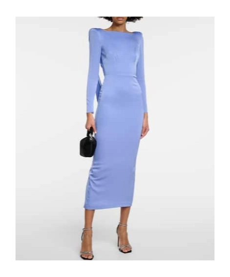 Alex Perry Draped Crêpe Satin Midi Dress