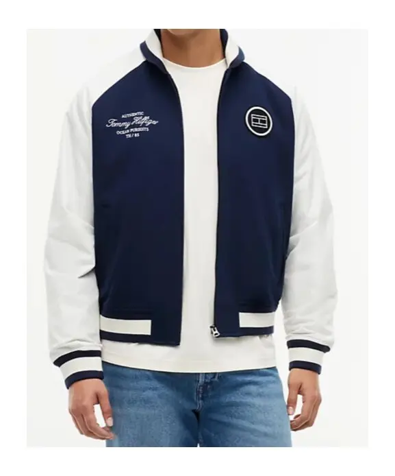 Tommy Hilfiger Interlock Knit Colour-blocked Relaxed Bomber Jacket